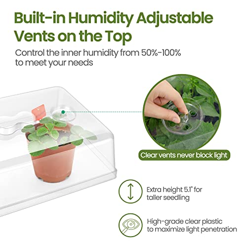 [Upgraded Light] Seed Starter Kit with Grow Light - Durable Seed Tray, 60 Cell Seed Starting Tray, Humidity Dome for Seed Growing Germinating, Seedling Starting, Cutting Clone & Plant Propagation Kit