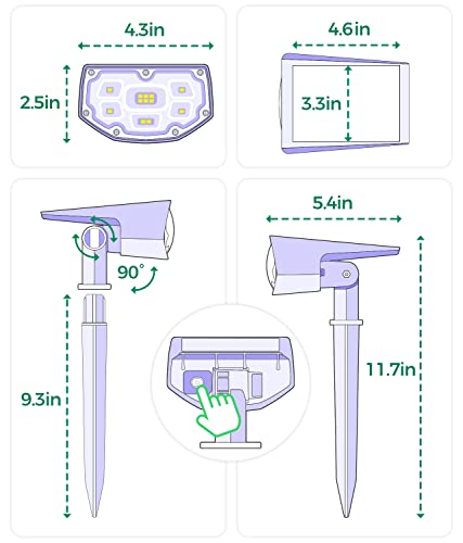 Solar Outdoor Lights, βπ³π¬π¬ Lumen Bright Spot Lights ππ£π²π΄ Waterproof, Auto On/Off Solar Landscape Lights with 40000H Lifespan, 2-in-1 Garden Lights for Yard/Pathway/Security, Cold White 2 Pack