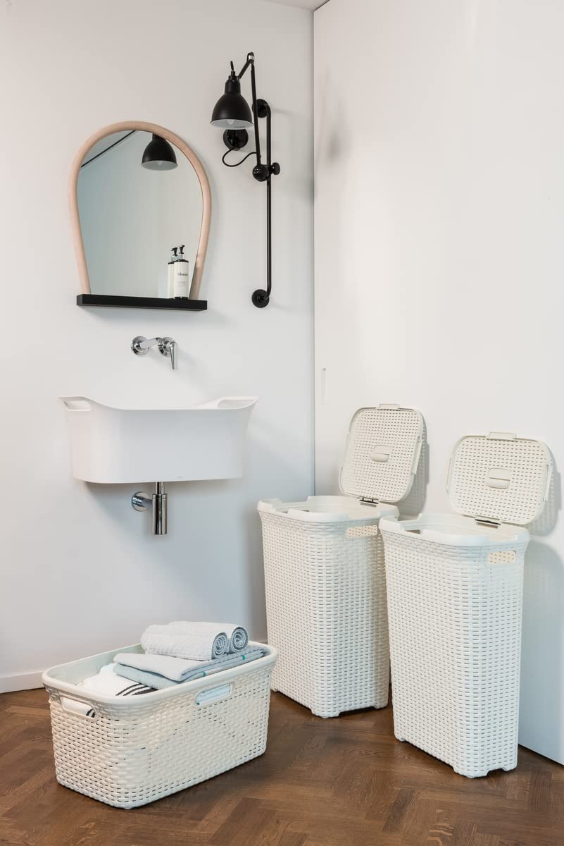 Curver Style 60 Litre Laundry Hamper, Vintage White