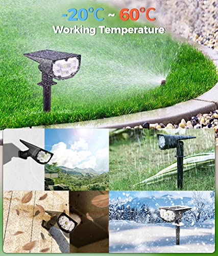 Solar Outdoor Lights, βπ³π¬π¬ Lumen Bright Spot Lights ππ£π²π΄ Waterproof, Auto On/Off Solar Landscape Lights with 40000H Lifespan, 2-in-1 Garden Lights for Yard/Pathway/Security, Cold White 2 Pack