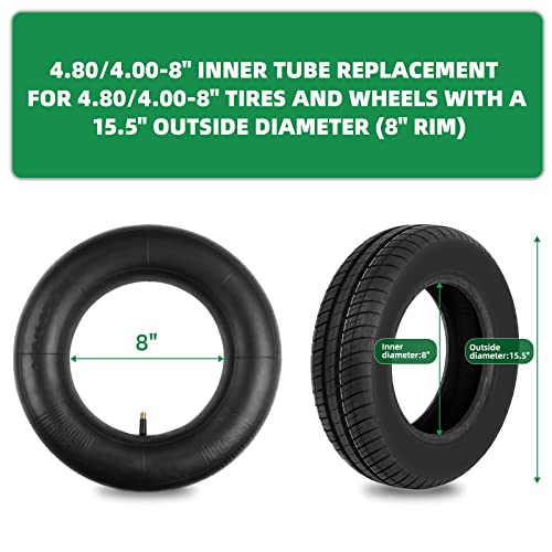 LAXEEM 2Pack 4.80/4.00-8 Replacement Inner Tire Tube For Mowers, Hand Trucks, Wheelbarrows, Carts and More