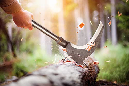Scythe Garden Tool for Mowing Grass - 21-inch Anti-Slip Long Handle Weeding Scythe Sickle Garden Tool with Dual Scythe Blade and a Leather Sheath and a Small Sharpening Stone