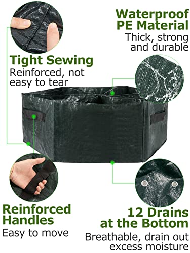 2 Pack 27 Gallon PE Fabric Raised Garden Planter Bed- Sturdy 6 Divided Grids Raised Vegetable Grow Bags with Handles & Drainage Holes Durable Hexagon Potato Tomato Planting Grow Pot for Plants Flower