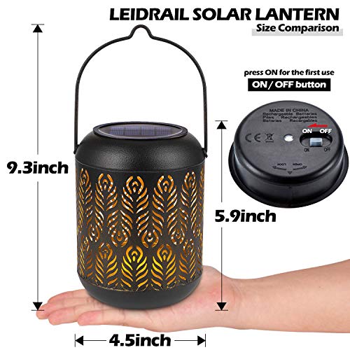 LeiDrail Solar Lantern Outdoor Garden Hanging Lanterns Metal Christmas Decoration Light Warm White LED Waterproof Landscape Lighting for Table Pathway Party Yard - 2 Pack