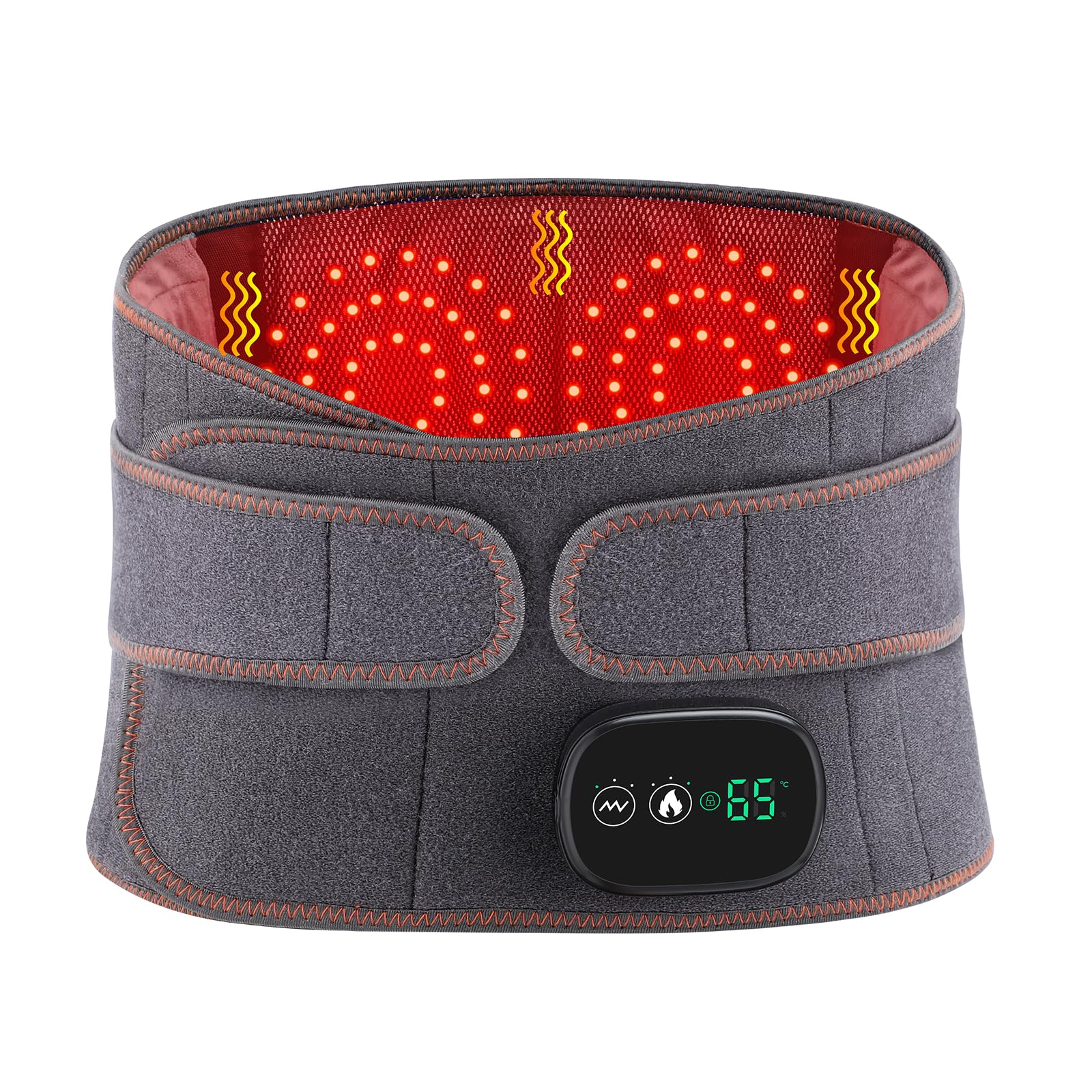 Cordless Heating Pad for Back, Lower Back Massager, Heated Back Brace with 3 Heating & Vibration Modes, Lumbar Support Belt for Men & Women