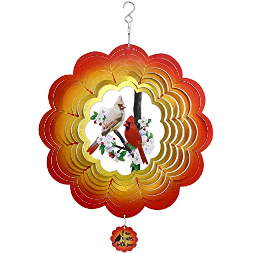 Tuitessine Wind Spinner Red Cardinal Birds 3D Metal Spring Outdoor Garden Decor Stainless Steel We Will Always with You Whirligig Yard Art Ornament Decoration Indoor Memorial Gift for Women Mom