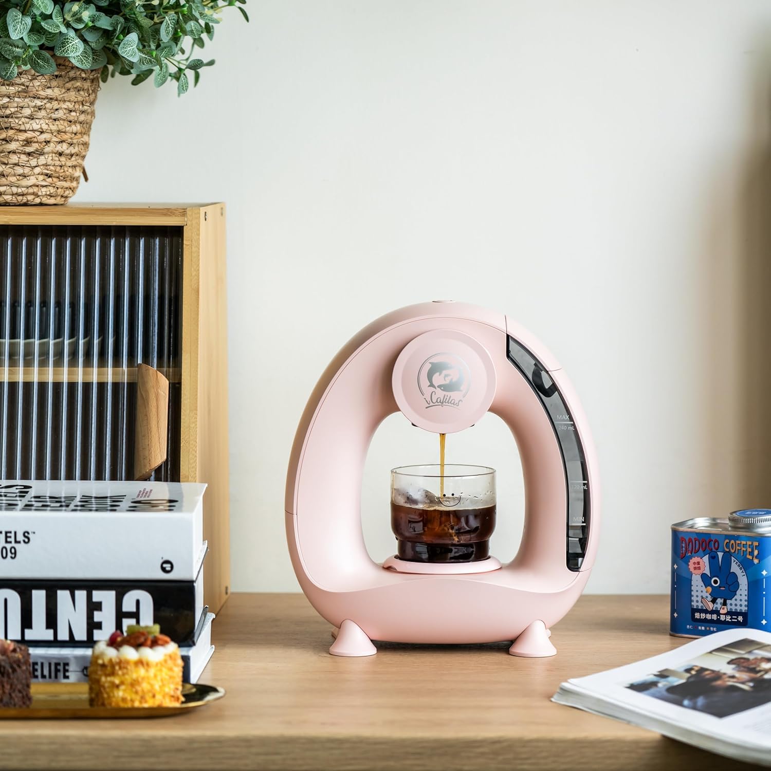 BENFUCHEN Pink Single Serve Coffee Maker For KCup/Ground Coffee, MINI Q Modern 2 in 1 Coffee Machine Personal Mini One Cup Coffee Maker/Tea Brewer With Filter&Adapter, 4-8oz Brew Size