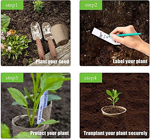 EHWINE Peat Pots, 100 Pack 3.15 Inch Seed Starter Pots Round Biodegrade Plant Nursery Pots, Garden Organic Peat Pots Kits for Seedling, Bonus 100 Pcs Plant Labels