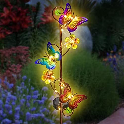 NAN ZAI NAN FANG Solar Garden Lights 2 Pack Outdoor Butterfly Garden Decor Waterproof Butterfly Solar Stake Lights for Garden,Lawn,Patio or Courtyard