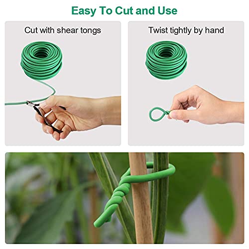 Soft Plant Ties, Garden Ties TPR Flexible Durable Heavy Duty Twist Wire for Twine Tomato Branches Vines and Tying Up Cable Wires (Green) (50 Feet / 15m) 5mm
