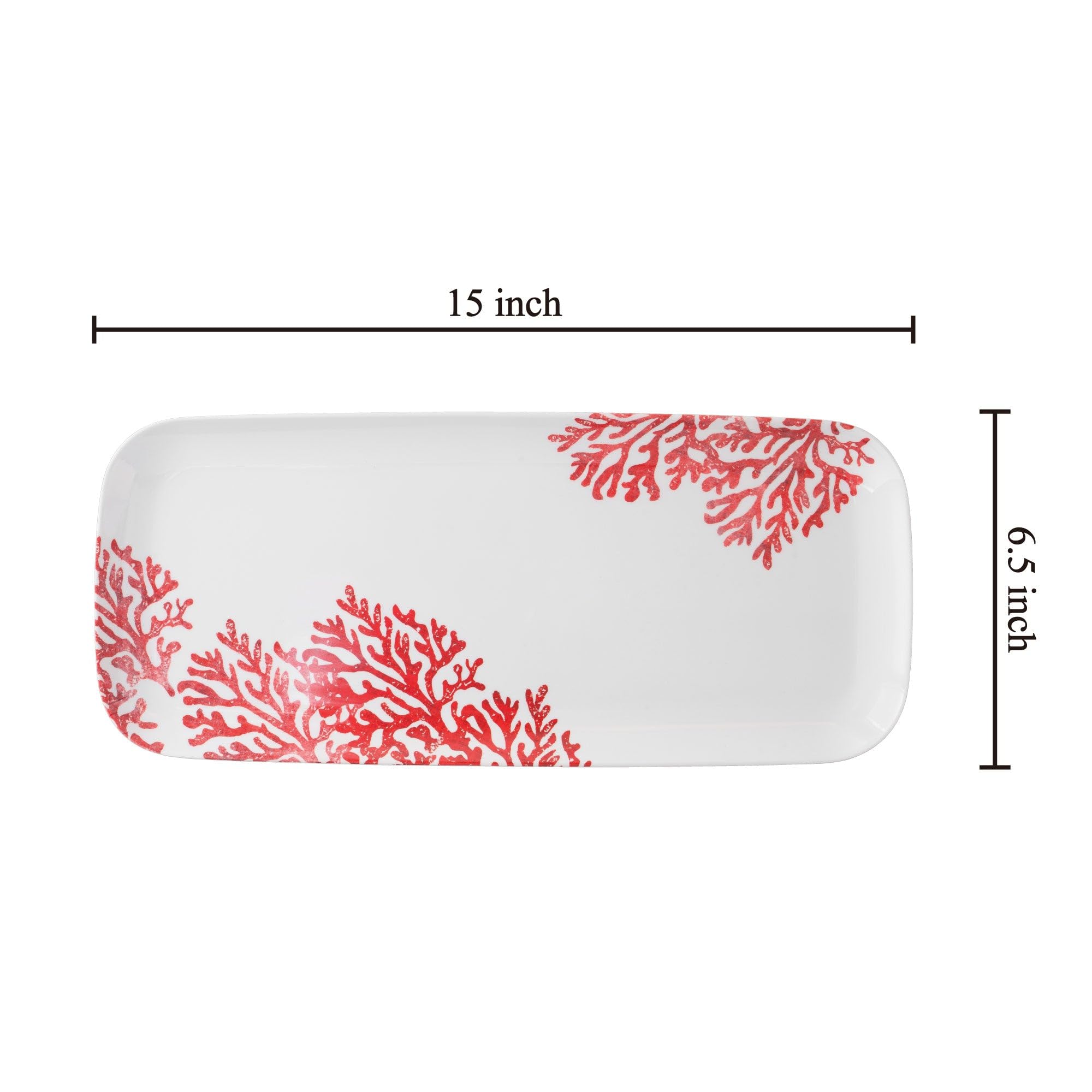 UPware 15 Inch Melamine Rectangle Serving Tray, BPA Free Food Tray (Red Coral)