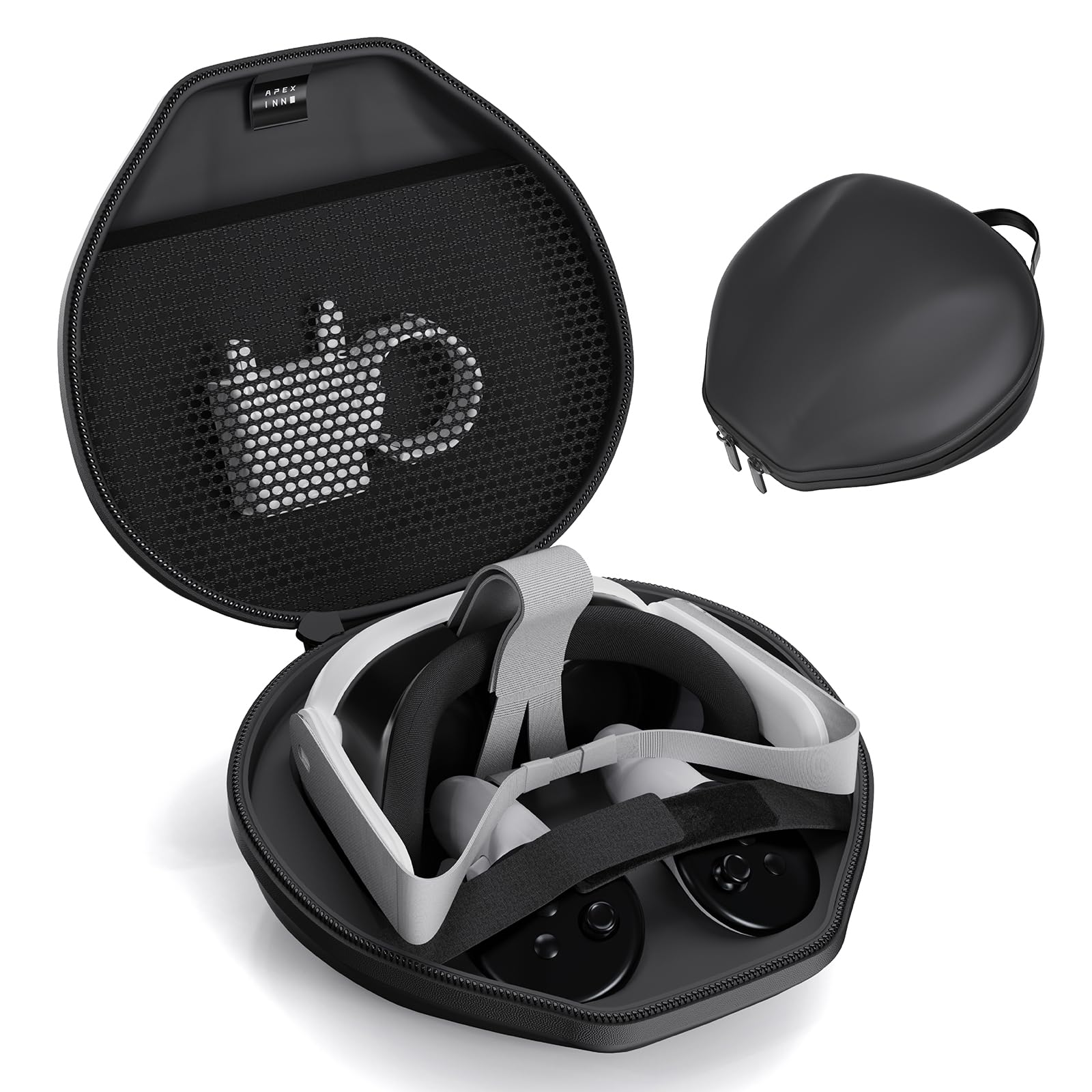 APEXINNO PU Hard Carrying Case Travel Case for Meta Quest 3S/Oculus Quest 3 Accessories, Pro Storage Handheld Case Bag Compatible with Quest 3S/3 VR Headset, Original Head Strap, Controller Grips