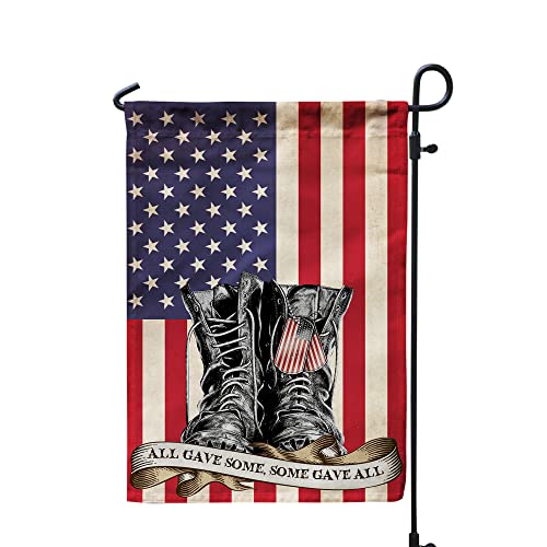 Artsy Woodsy 4th of July Independence Day Decorations God Bless America US Veteran American Soldier Fallen Hero Patriotic Military Burlap Garden Flag 12.5x18" Double-sided All-weather Yard Outdoor (01 (12x18"))
