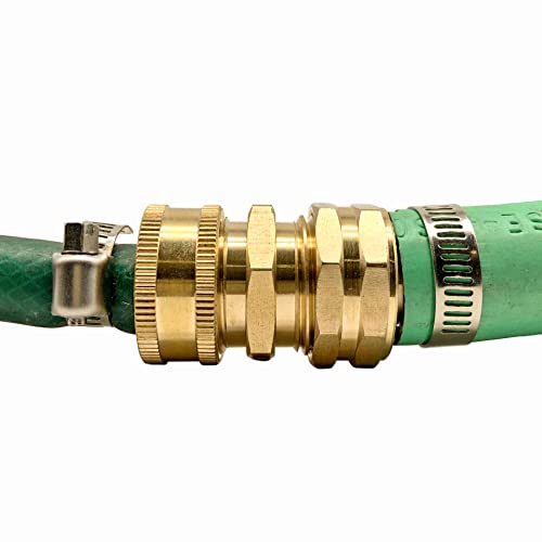 2 Pack 3/4 Inch Brass Garden Hose Adapter Male to Male Quick Connector