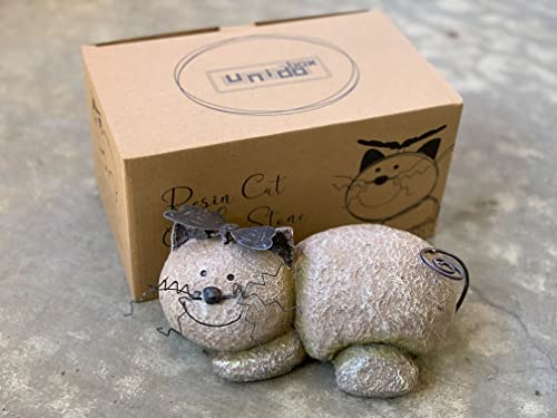 Unido Box Resin Resting Cat Statue, Garden Stone - Perfect for Garden Accent and Home Décor