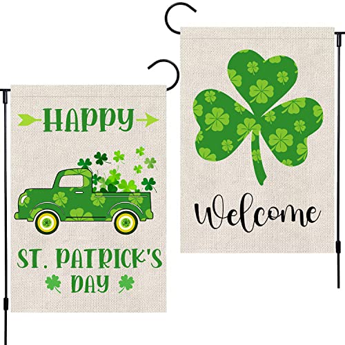 DmHirmg St. Patrick's Day Garden Flag Double-Sided Pattern Printing Weatherproof Garden Flag St. Patrick's Day Decoration for Home(2 Pack)