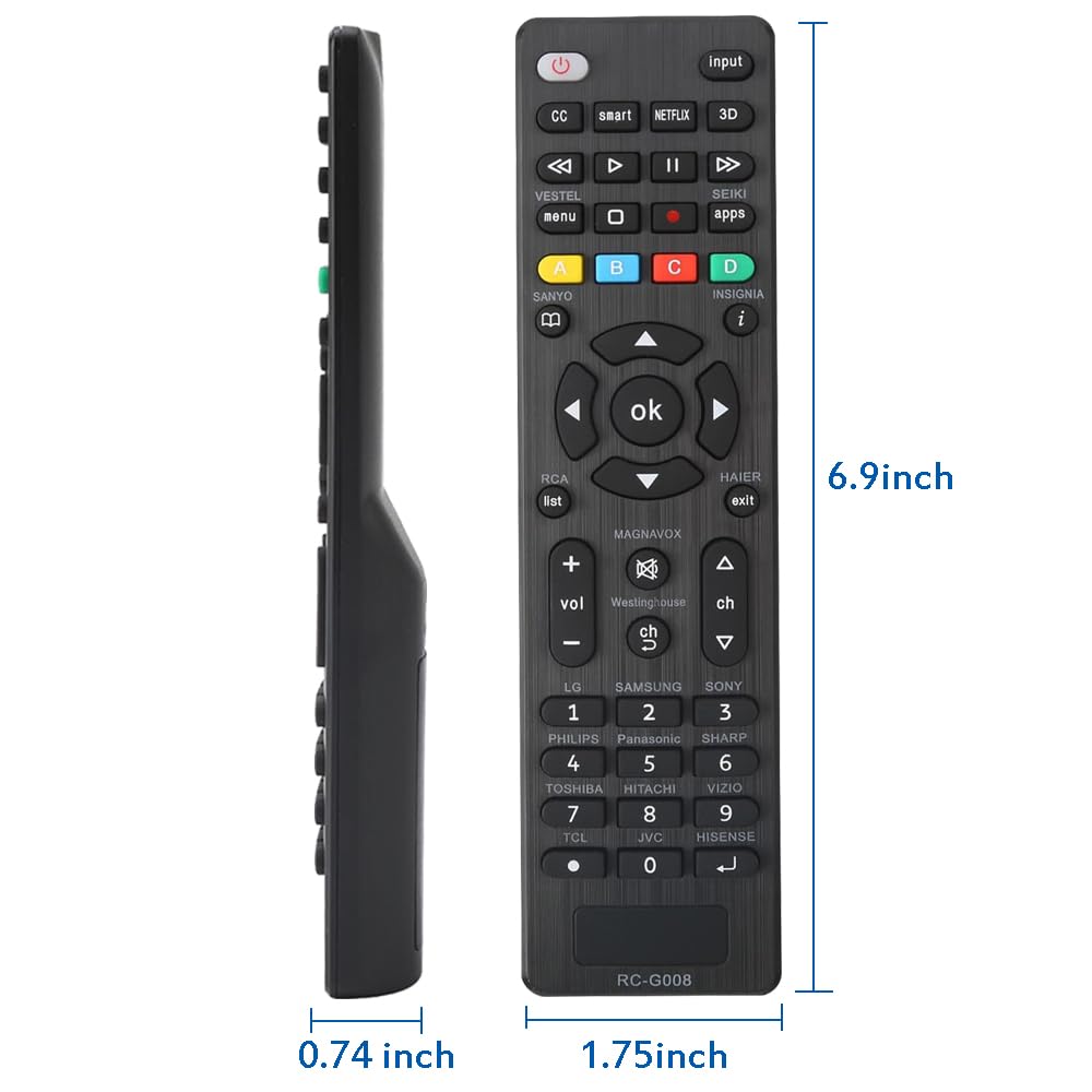 Universal TV Remote Replacement Compatible for Samsung RCA JVC Magnavox TCL Philips Sony Panasonic Toshiba Hitachi Vizio Hisense Seiki Sanyo Haier LG Insignia Westinghouse Smart TV Remote Control