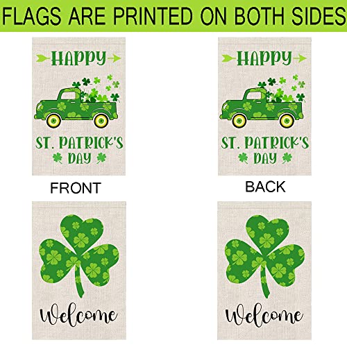 DmHirmg St. Patrick's Day Garden Flag Double-Sided Pattern Printing Weatherproof Garden Flag St. Patrick's Day Decoration for Home(2 Pack)