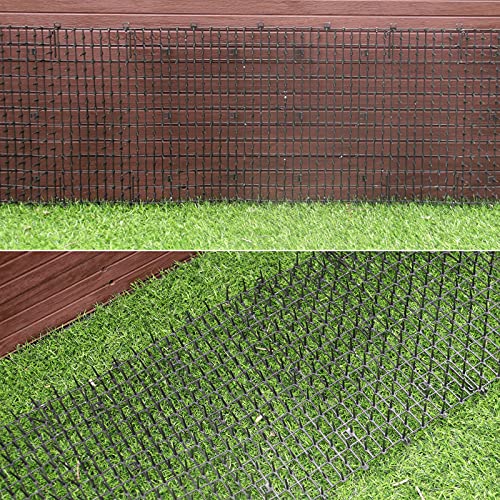 Hmyomina 16.4FT Cat Scat Mat with Spikes Anti-Cats Network Mat Deterrent Mat Digging Stopper for Indoor Outdoor with 8 Garden Staples (8.2FT 2 PCS)