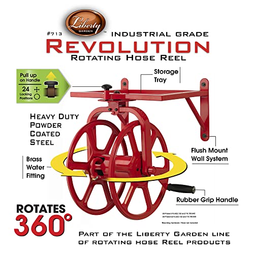 Liberty GARDEN 713 Revolution Multi-Directional Garden Hose Reel, Red