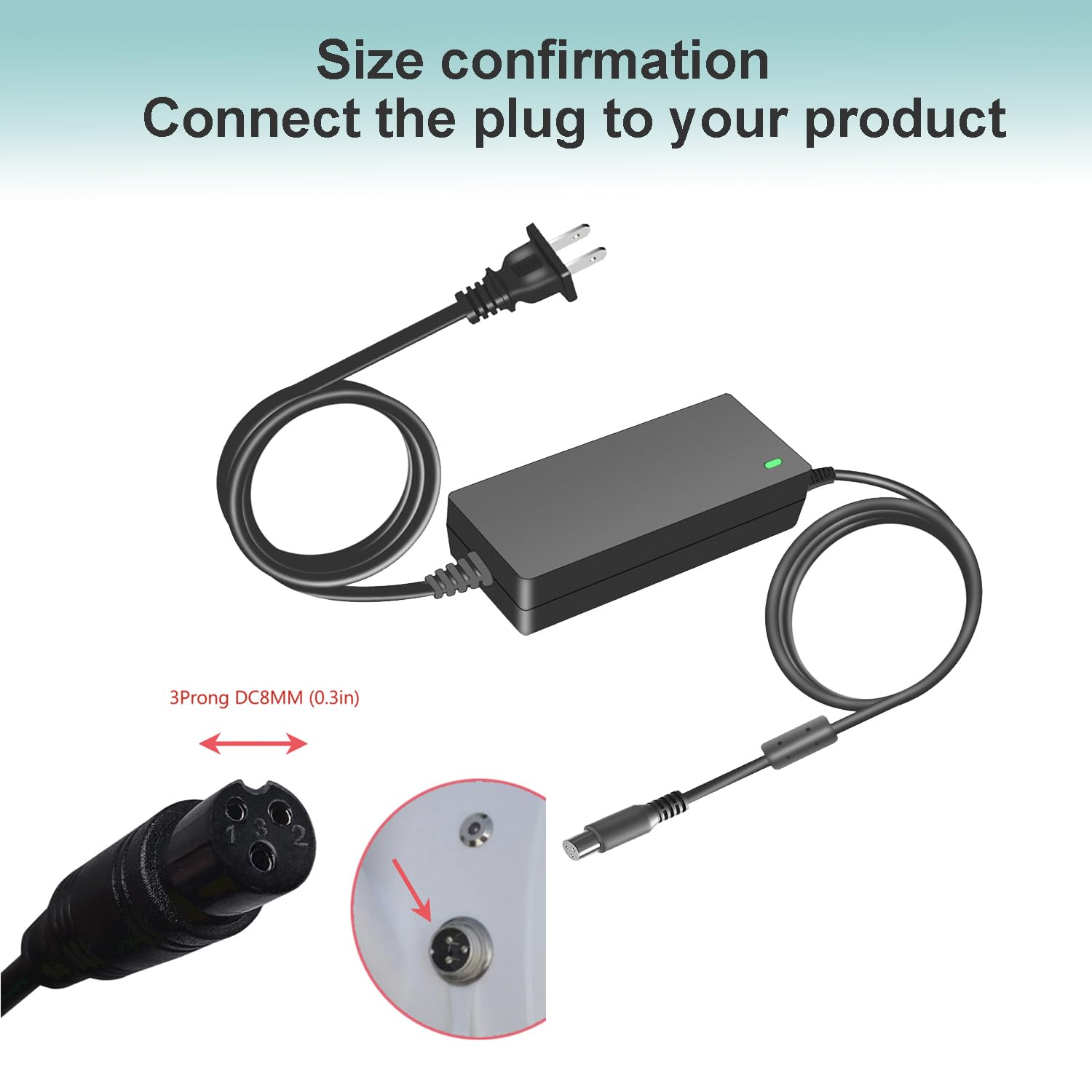UAUSE 3 Prong 42V Charger, Suitable for 36V Pocket Mod Sports Mod Lithium Batteries Charger, for Replacing 36V Electrical Equipment Chargers
