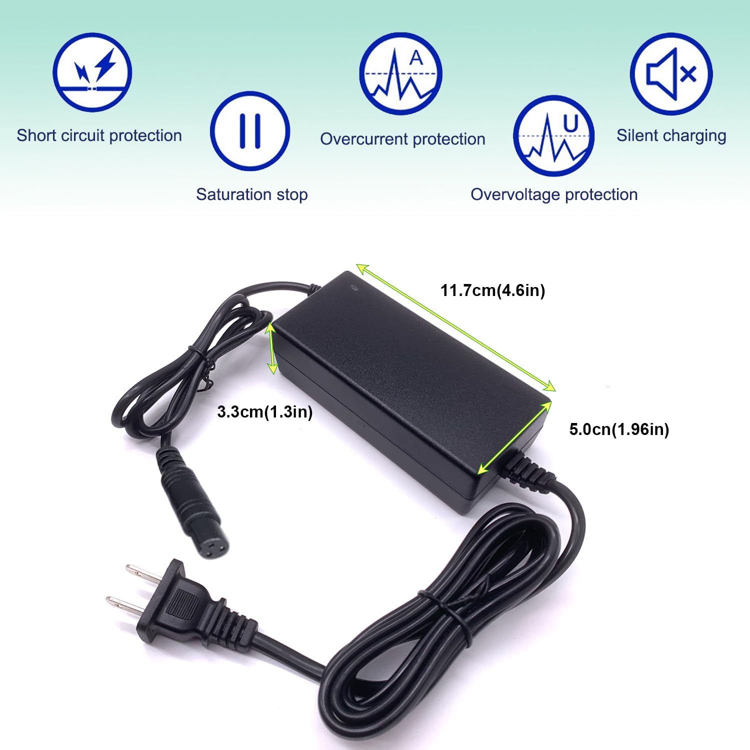 UAUSE 3 Prong 42V Charger, Suitable for 36V Pocket Mod Sports Mod Lithium Batteries Charger, for Replacing 36V Electrical Equipment Chargers