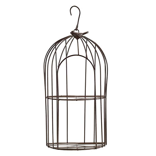TJ Global 2-Plant Iron Birdcage Hanging Planter, Metal Wire Flower Pot Basket Wrought Iron Plant Stands for Plants, Flowers, Garden, Patio, Balcony Outdoor and Indoor Décor