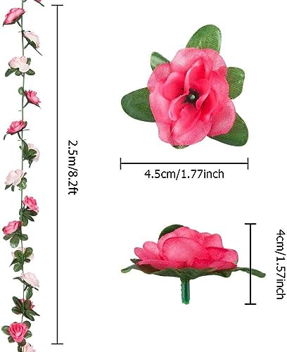 Miracliy 2 Pack 16.4 FT Artificial Flower Hanging Flower Wall Fake Vines Rose Ivy Home Wedding Party Garden Room Décor