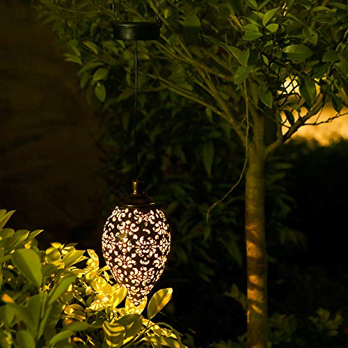 Hanging Solar Lights, Tomshine Solar Lantern LED Moroccan Garden Lights Metal Lamp Waterproof for Outdoor, Patio, Porch Hanging Decor