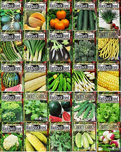 Set of 25 Premium Vegetable & Herb Seeds - 25 Deluxe Variety Premium Vegetable & Herb Garden 100% Non-GMO Heirloom