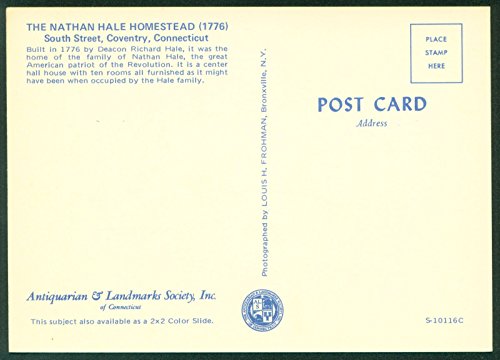 Nathan Hale Homestead Coventry Connecticut American Revolution Home Vintage Postcard