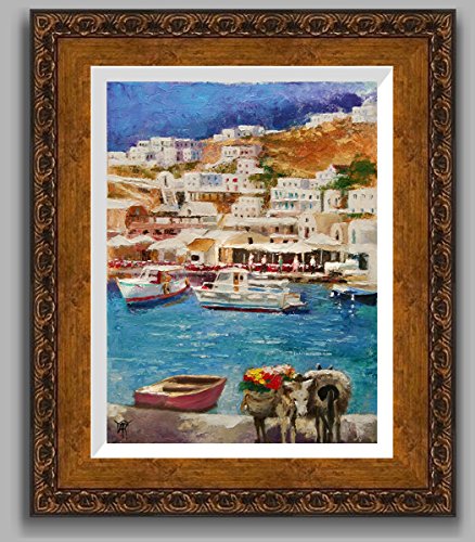 (SOLD) Summer in Greece - Greek Islands in the Mediterranean by internationally renown painter Yary Dluhos.