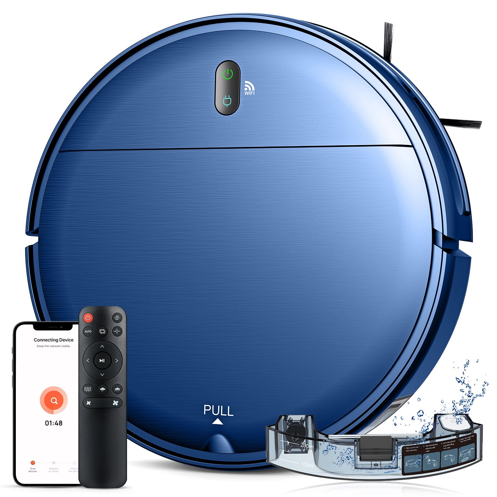 ZCWA Robot Vacuum and Mop Combo, 2 in 1 Robot Vacuum Self-Charging Robot Vacuum Cleaner Compatible with WiFi/APP/Alexa, Ideal for Hard Floor, Carpet and Pet Hair