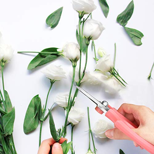Housolution Flower Scissors, Strong Floral Shears, Premium Steel Garden Pruning Shears Floral Fruits Leaf Scissors Hand Pruner Snip Trimming Tool for Gardening Flower Arrangement, Pink