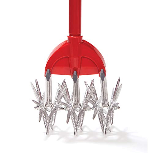 Garden Weasel Cultivator β Break Up Soil, Detachable Tines, Long Handle, 54.5β Long, red and silver