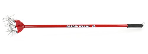 Garden Weasel Cultivator β Break Up Soil, Detachable Tines, Long Handle, 54.5β Long, red and silver