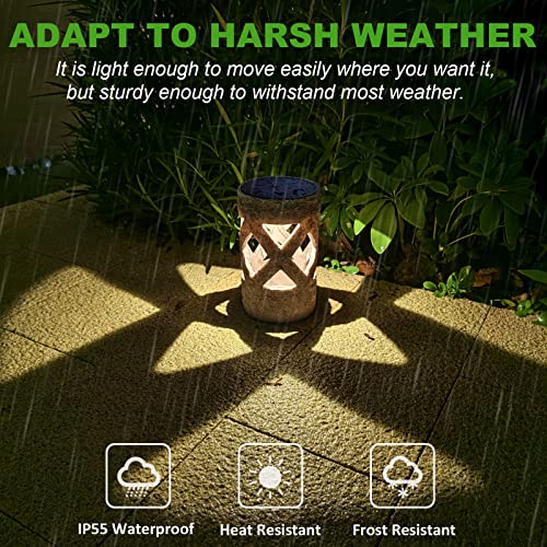 MXwcy Solar Garden Lights Outdoor Yard Rock Lights Led Landscape Lighting for Pathway Lawn Patio Yard Walkway, 2 Pack (Warm White)