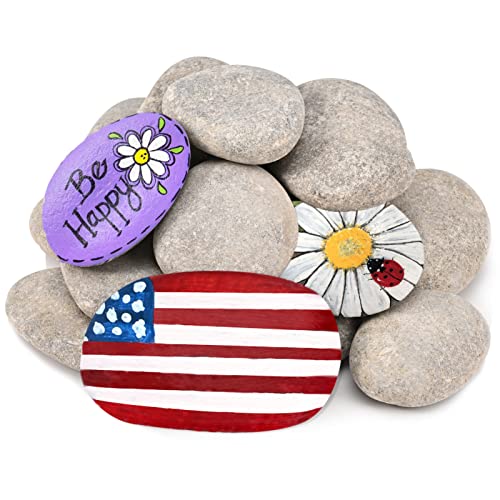 JINNSEIYOI 24PCS River Rocks for painting, 2-3in Unpolished Stones Assorted Size, Perfect for Painting and Crafting, Family Time, Kid Party and Outdoor Rock Art Garden Decor