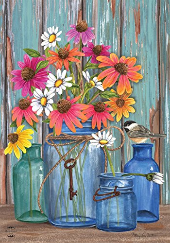 Farm Fresh Flowers Spring Garden Flag Mason Jars 18" x 12.5" Briarwood Lane