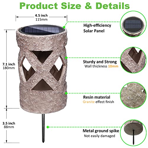 MXwcy Solar Garden Lights Outdoor Yard Rock Lights Led Landscape Lighting for Pathway Lawn Patio Yard Walkway, 2 Pack (Warm White)