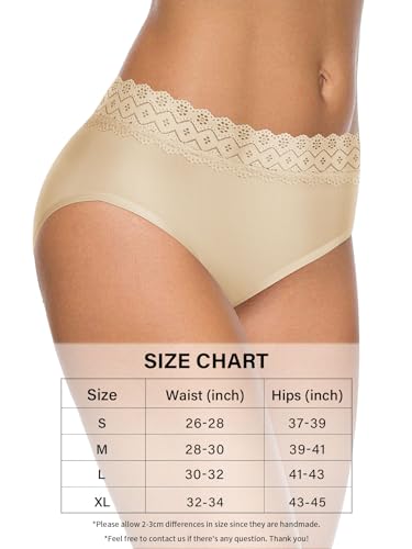 MEIYATING Women’s Panties Lace Low Rise Sexy Hipster Bikini Underwear Seamless Cute Stretch Silky Pack(Multicolor,XL)