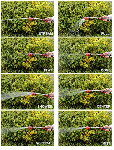 ESOW Garden Hose Watering Wand, 16 Inches Sprayer Wand, 8 Watering Patterns Adjustable Rain Wand, Ergonomic Handle with One Touch Valve Perfect for Watering Plants, Car Wash and Showering Dog