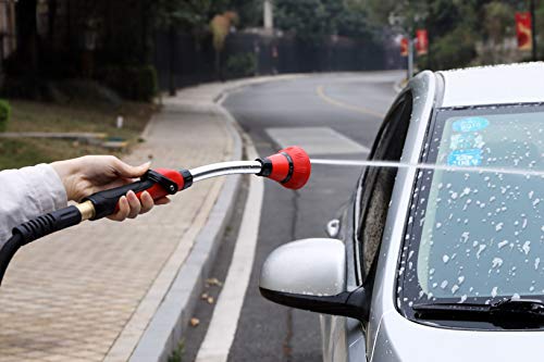 ESOW Garden Hose Watering Wand, 16 Inches Sprayer Wand, 8 Watering Patterns Adjustable Rain Wand, Ergonomic Handle with One Touch Valve Perfect for Watering Plants, Car Wash and Showering Dog