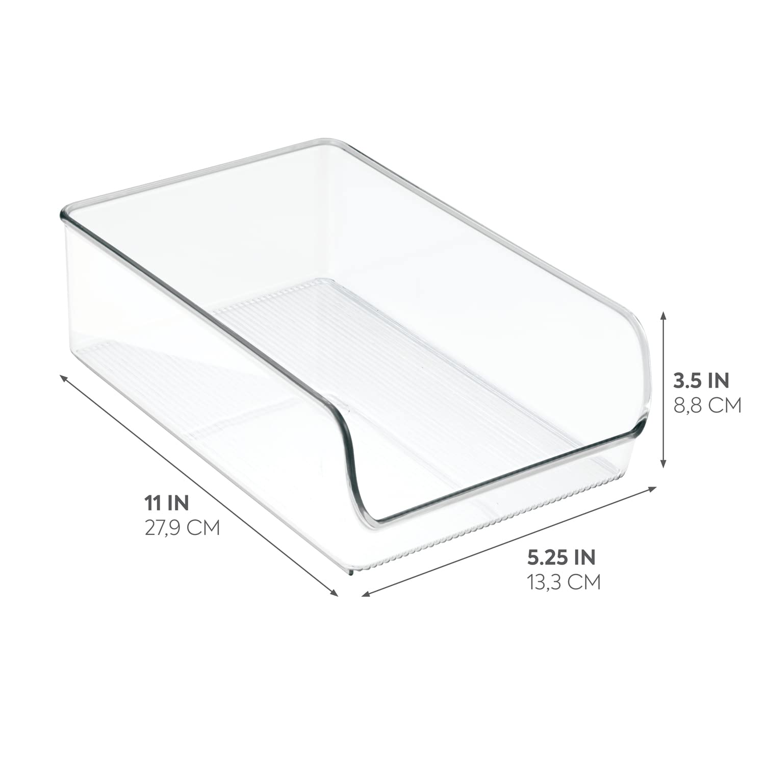 iDesign BPA-Free Plastic Freezer and Fridge Organization Bin for Kitchen, Fridge, Freezer, Pantry and Cabinet Organization, The Linus Collection – 11" x 7" x 3.5", Clear