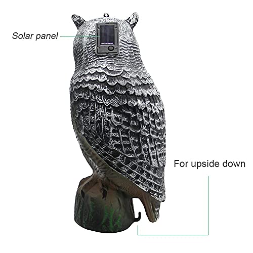YOFIT Solar Bird Scarecrow Fake Horned Owl Decoy, Bird Repellent Garden Protectors, Natural Enemy Pest Deterrent Scarecrow