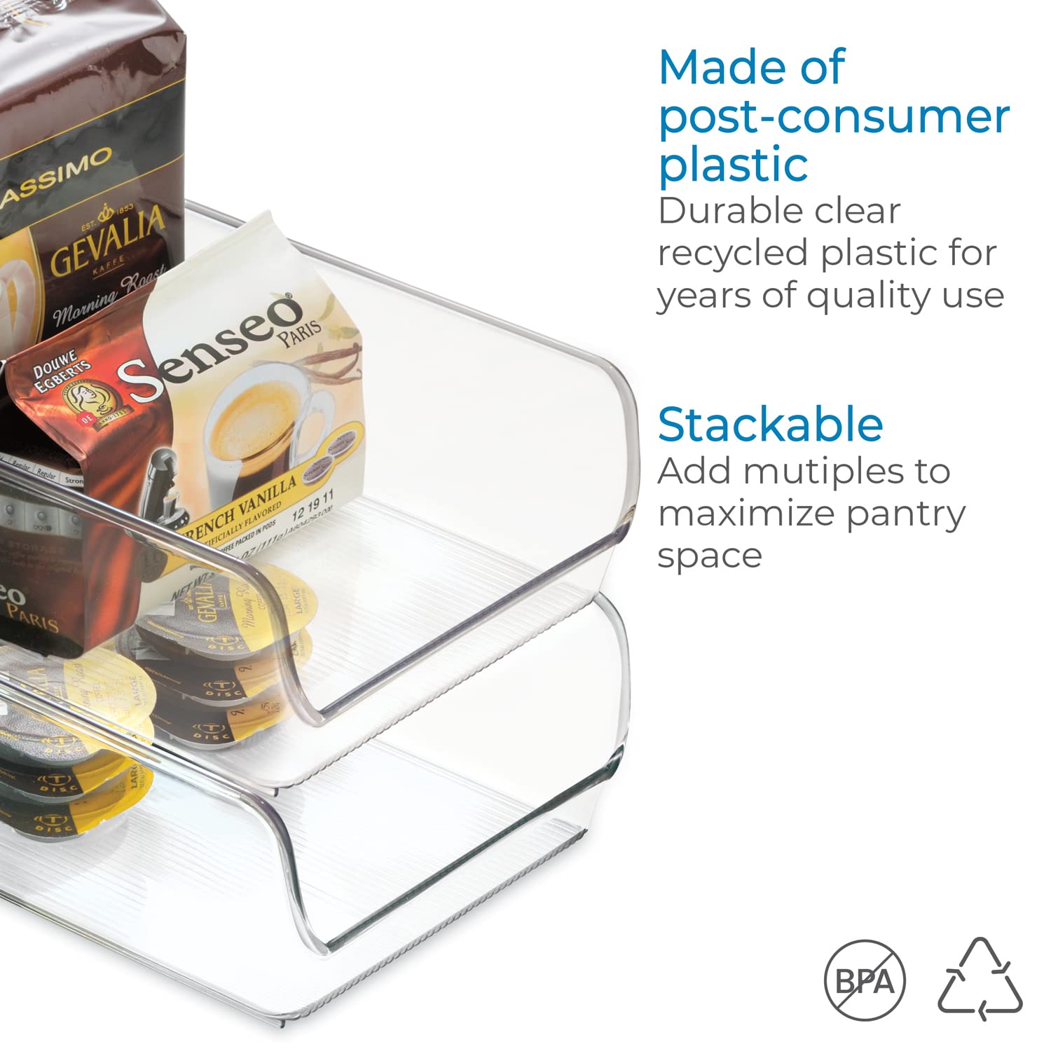 iDesign BPA-Free Plastic Freezer and Fridge Organization Bin for Kitchen, Fridge, Freezer, Pantry and Cabinet Organization, The Linus Collection – 11" x 7" x 3.5", Clear