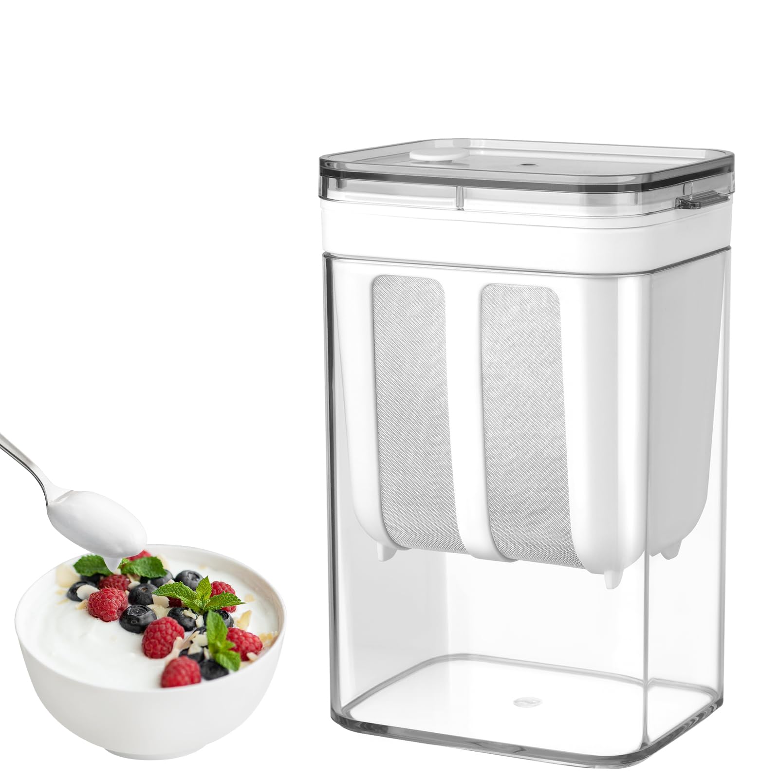 SMALLSHS Yogurt Strainer, Small 480ML (16 Oz) Fine Mesh Strainer, Rice Tea Juicing Food Sieve Strainer, Thick Greek Yogurt Milk Filter Kitchen Tools Reusable Homemade Cup with Stainless Steel Mesh