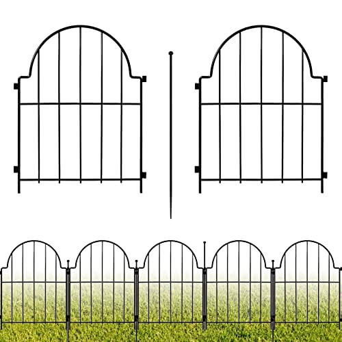 Samamixx Decorative Garden Fence, 10 Pack No Dig Fencing 10.83ft(L) × 22in(H) Animal Barrier Border for Dog Rabbit Pet, Metal Garden Edging Fence Panels with No-Dig Stakes for Outdoor Yard Patio Lawn