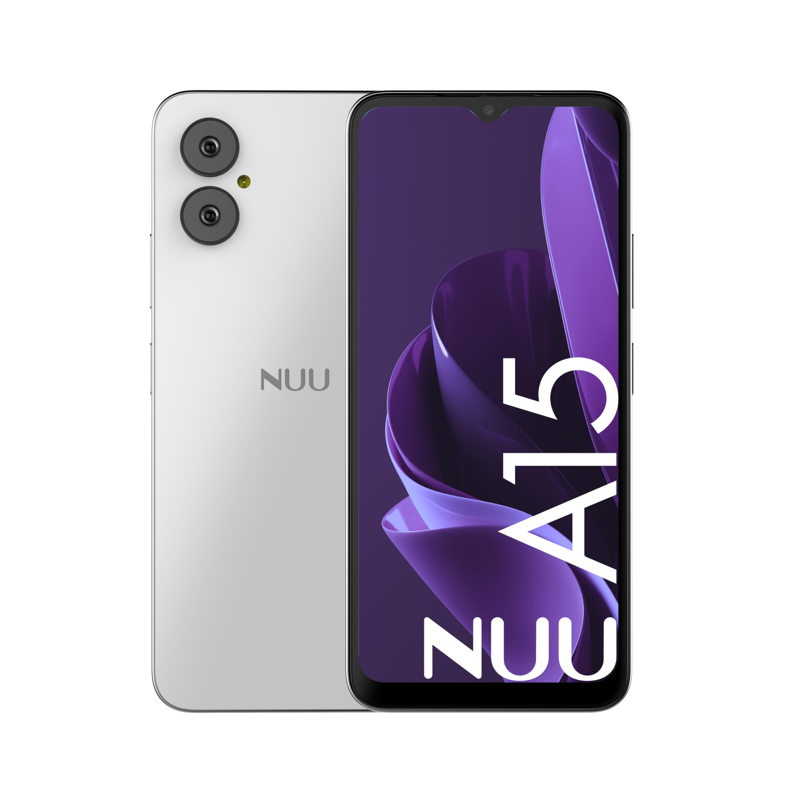NUU A15 Cell Phone 4GB + 128GB, Compatible with Mint, Metro, T-Mobile, Qlink and More, Perfect for Teenagers, Dual SIM 4G, Octa-Core Helio G36 2.2GHz 6.5" HD+, Android 13, White, US Warranty