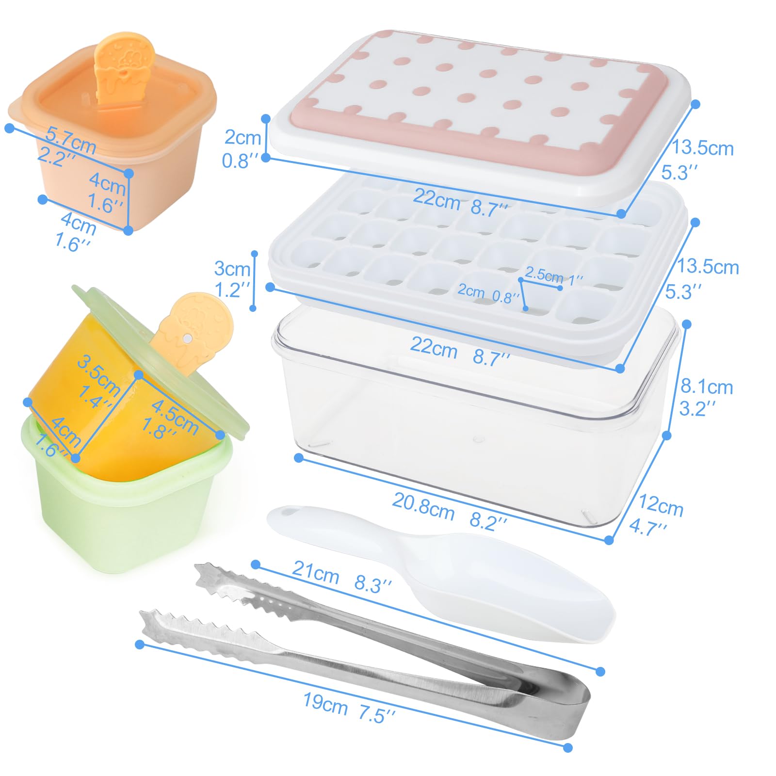 Bezioner Ice Cube Tray with Lid and Bin, Flexible Ice Cube Trays for Freezer, Easy-Release Silicone Ice Cube Molds for Whiskey Cocktails Bourbon Drinks Coffee (Pink)